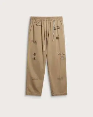 MASTERMIND WORLD Doodle Print Regular Easy Pants - Sand