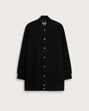 Comme Des Garçons Wool Nylon Asymmetric Long Bomber Ja Jacket | | Nylon/wool | End Clothing - Black
