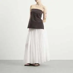 ST. AGNI Strapless Rouleau Tie Top