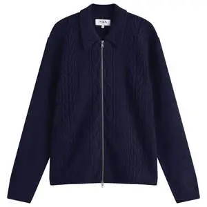 WAX LONDON Friar Zip Knit Jacket - Navy