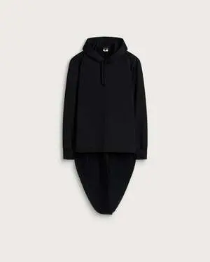 Comme Des Garçons Cotton Blend Drop Hem Hoodie - Black
