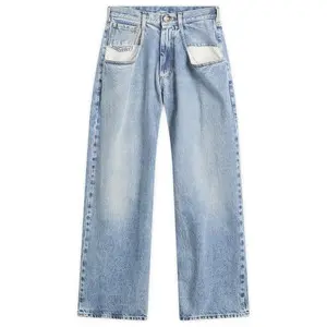 MAISON MARGIELA 5 Pockets Contrast Boyfriend Jeans - Blue
