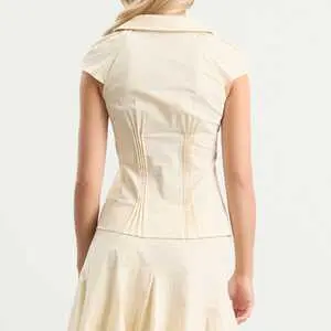 PEACHY DEN Missy Asymmetric Stretch Blouse Exclusive