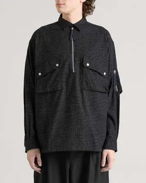 Comme Des Garçons Half Zip Micro Gingham Shirt