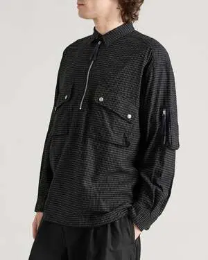 Comme Des Garçons Half Zip Micro Gingham Shirt