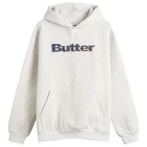 BUTTER GOODS Plaid Logo Applique Hoodie - Ash