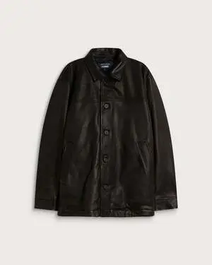 Comme Des Garçons Oil Deer Leather Car Coat Jacket