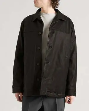 Comme Des Garçons Oil Deer Leather Car Coat Jacket