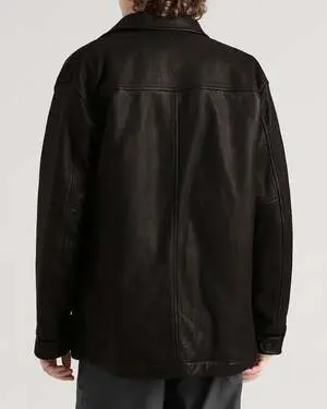 Comme Des Garçons Oil Deer Leather Car Coat Jacket