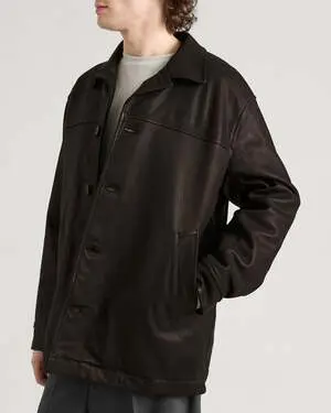 Comme Des Garçons Oil Deer Leather Car Coat Jacket