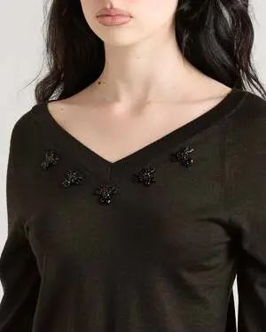Simone Rocha Merino Silk Double V-neck Jumper