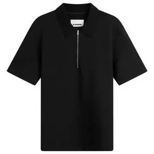 JIL SANDER Zip Shorts Sleeve Polo - Black