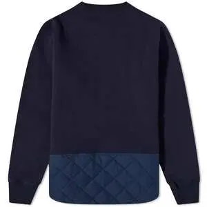 Comme Des Garçons Quilt Hem Crew Sweatshirt - Navy