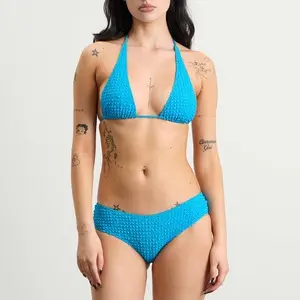 FRUITY BOOTY Seersucker Halter Bikini Top