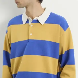 BEAMS 7 Gauge Stripe Knit Rugby Shirt