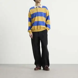 BEAMS 7 Gauge Stripe Knit Rugby Shirt