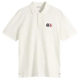 Moncler Cotton Pique Logo Polo - White