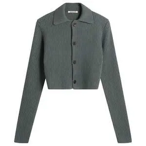 Auralee Crop Knit Shirt Cardigan - Grey