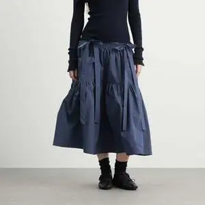 Cecilie Bahnsen Cai Skirt In Ripstop - Navy