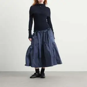 Cecilie Bahnsen Cai Skirt In Ripstop - Navy