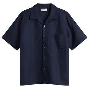 Universal Works Linen Cotton Camp Shirt - Navy