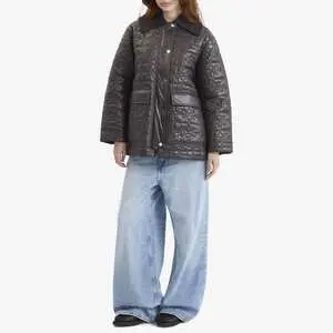 GANNI Shiny Quilt Midi Jacket