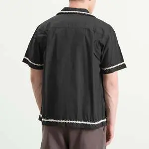 NOMARHYTHM TEXTILE Trim Embroidery Open Collar Shirt