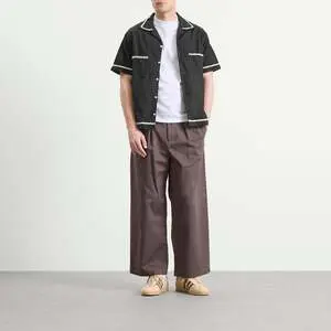 NOMARHYTHM TEXTILE Trim Embroidery Open Collar Shirt