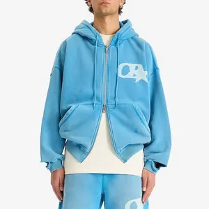 COLE BUXTON Cb Star Distressed Pocket Zipped Hoodie