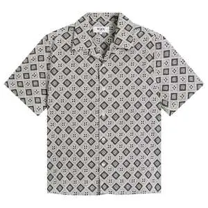 WAX LONDON Didcot Tile Print Vacation Shirt - Ecru/black