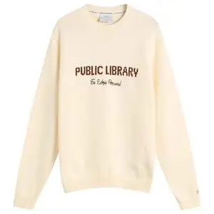 PERCIVAL Public Library Knitted Crew Jumper - Ecru