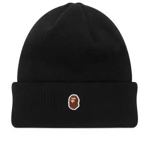 A BATHING APE New Era Ape Head One Point Beanie - Black