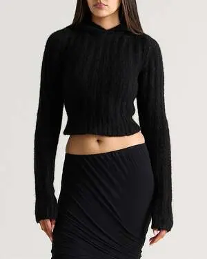 Rick Owens Long Sleeve Crop Hood Top
