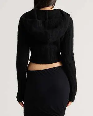 Rick Owens Long Sleeve Crop Hood Top