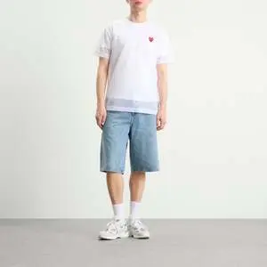 Play Comme Des Garcon Mesh T-shirt Red Emblem