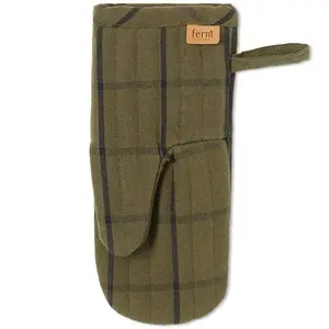 FERM LIVING Hale Yarn-dyed Oven Mitt - Green/black