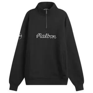 MALBON Collegiate Quarter-zip Sweatshirt - Black