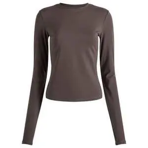 ADANOLA Long Sleeve Longline Top - Coffee Bean