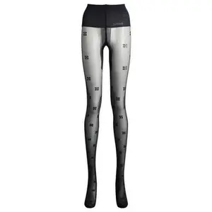 GANNI Butterfly Lace Tights - Black
