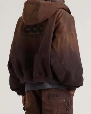WILLY CHAVARRIA Quilted Hooded Jacket - Uniform Brown