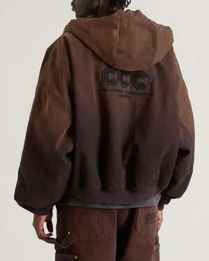WILLY CHAVARRIA Quilted Hooded Jacket - Uniform Brown