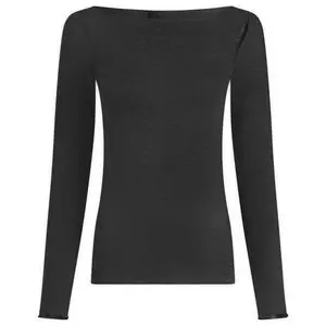 SKIMS Sheer Modal Long Sleeve Wide Neck Top - Onyx