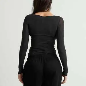 SKIMS Sheer Modal Long Sleeve Wide Neck Top