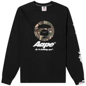 AAPE BY *A BATHING APE New Face Long Sleeve T-shirt - Black