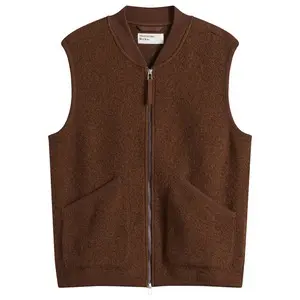 Universal Works Wool Fleece Zip Waistcoat Jacket - Cacao