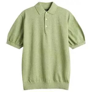 BEAMS Boucle Knit Polo - Olive