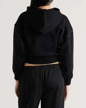 TALA Piped Cocoon Zip Through Hoodie - Black