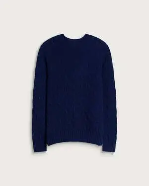Barbour Scottish Made Cable Crew - Deep Blue