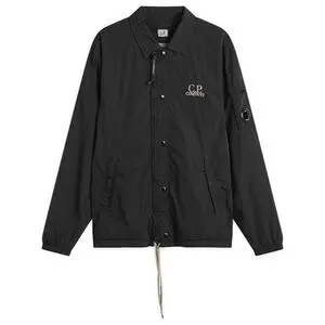 C.P. COMPANY Chrome-r Zipped Lens Logo Overshirt - Black