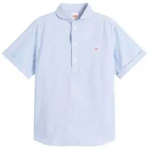 DANTON Round Collar Pull Over Shirt - Blue